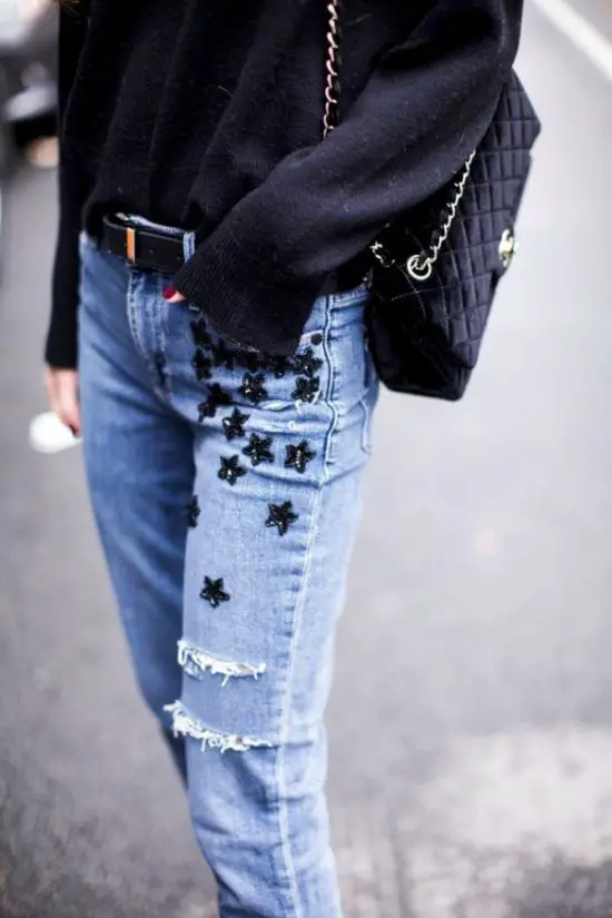 25 DIY Embroidery Jeans Examples You Can Try At Home - Greenorc