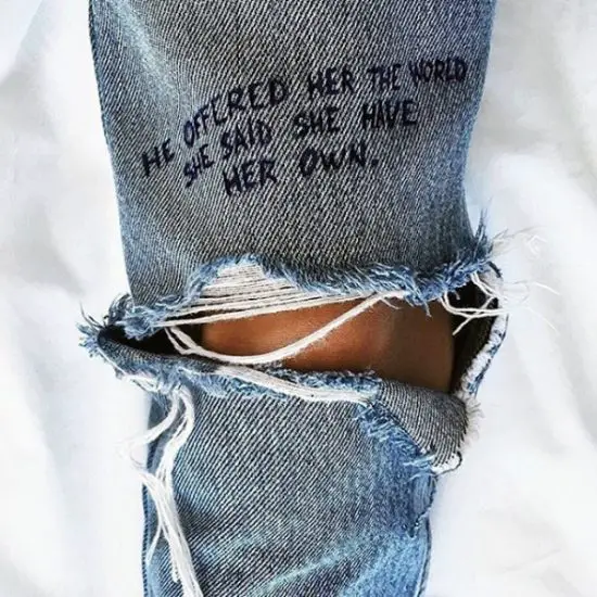 25 DIY Embroidery Jeans Examples You Can Try At Home - Greenorc